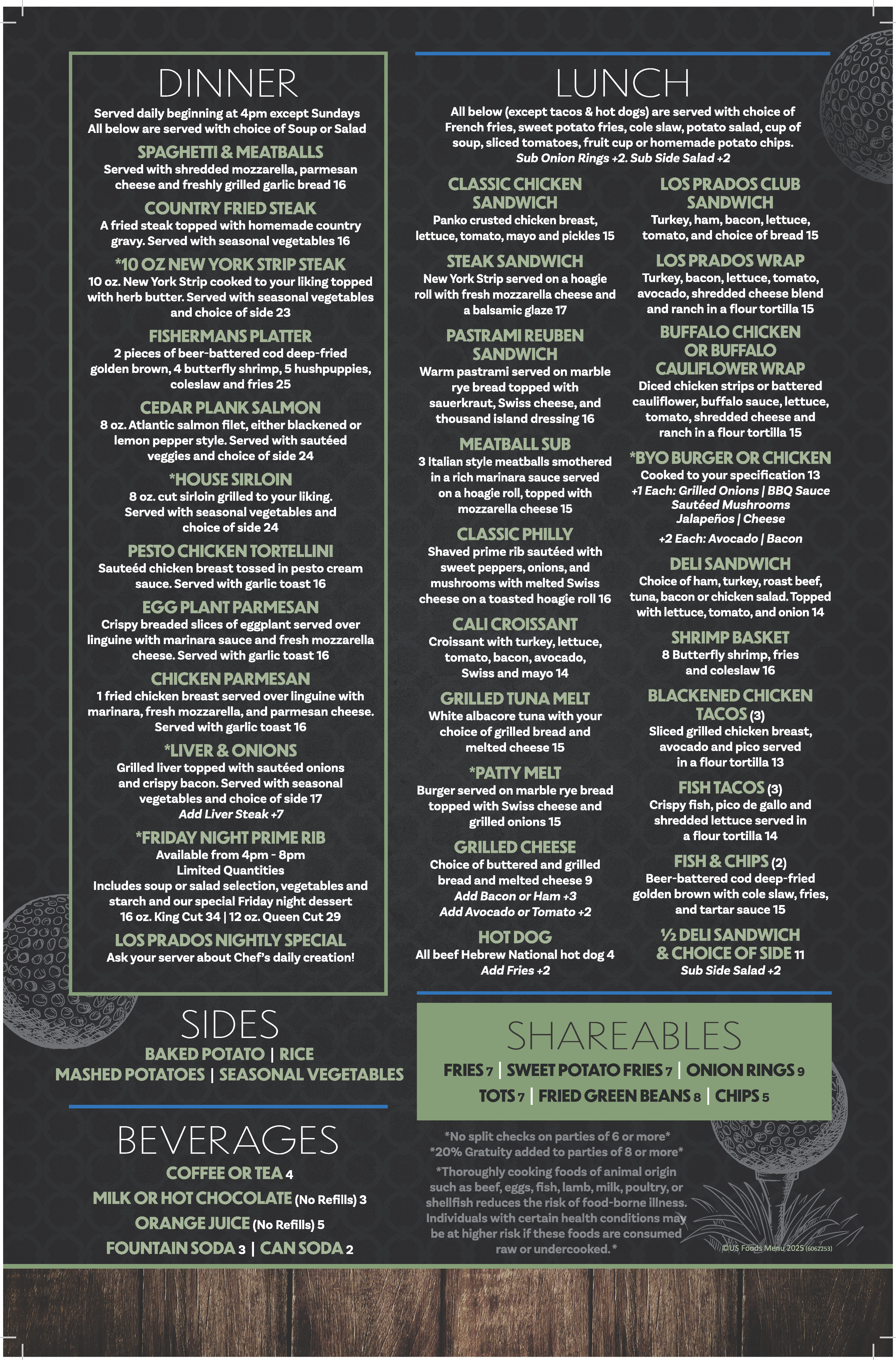 Menu - Los Prados Golf Club